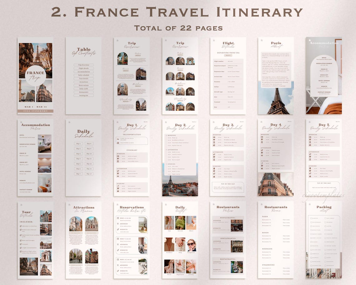 Travel Itinerary Bundle, Editable Travel Planner, Digital Travel Guide ...