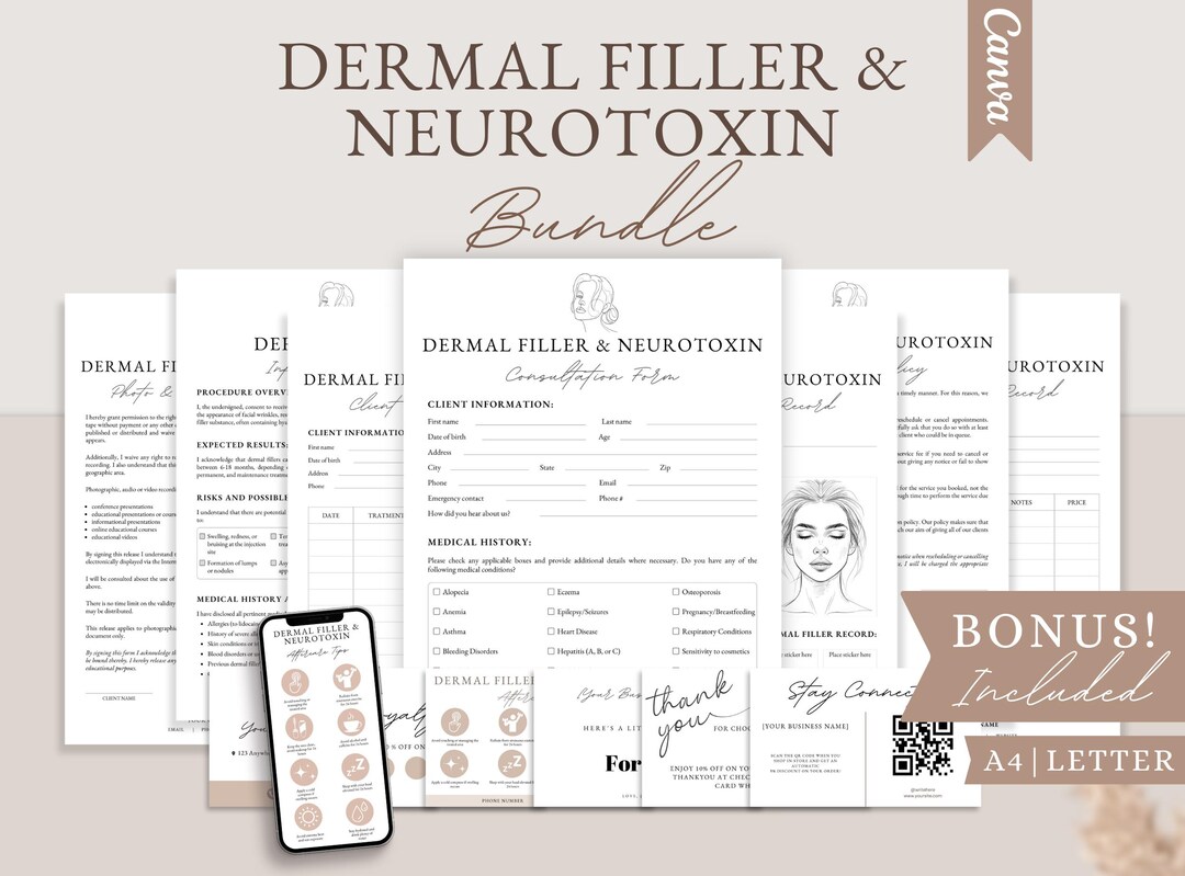 Dermal Filler & Neurotoxin Forms Bundle: Medspa Consultation Templates ...