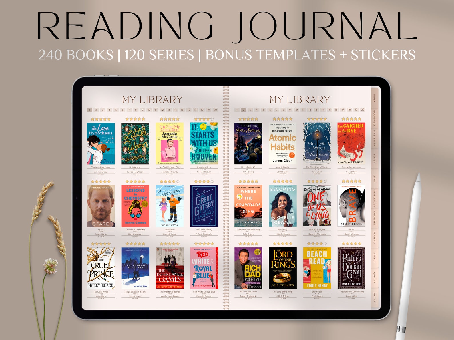 Digital Reading Journal, Digital Reading Planner, Reading Tracker, Book ...