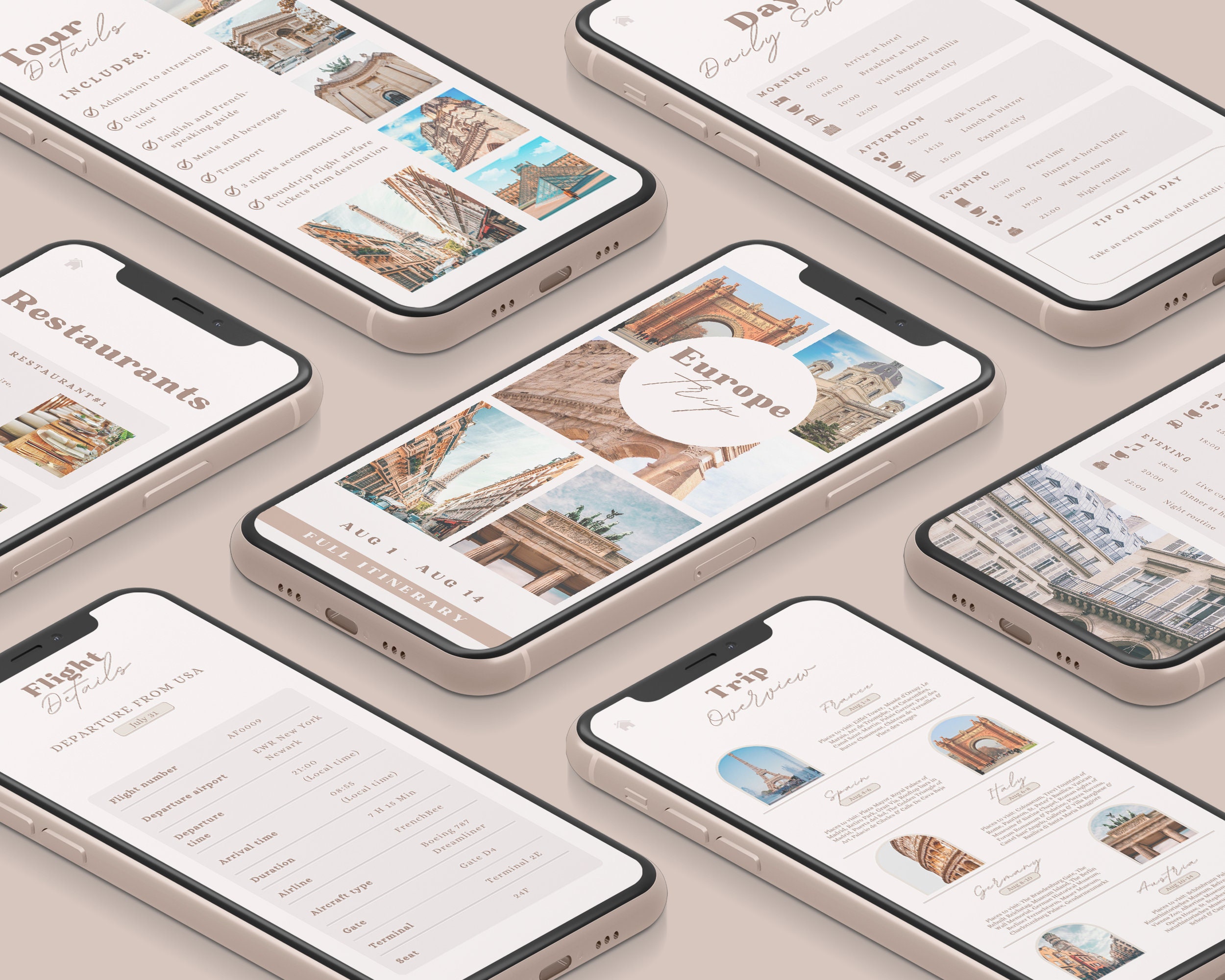 Europe Travel Itinerary Template: Editable Canva Planner (digital ...