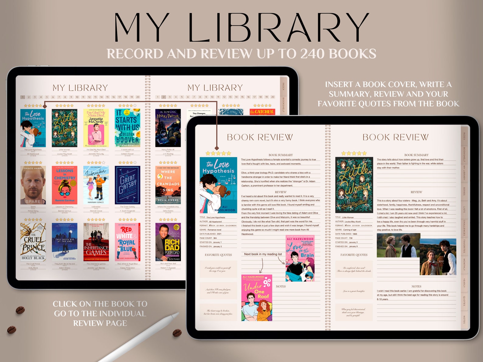 Digital Reading Journal, Digital Reading Planner, Reading Tracker, Book ...