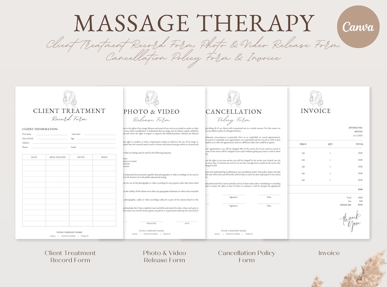 Editable Massage Therapy Forms: Client Consultation, Consent (digital ...