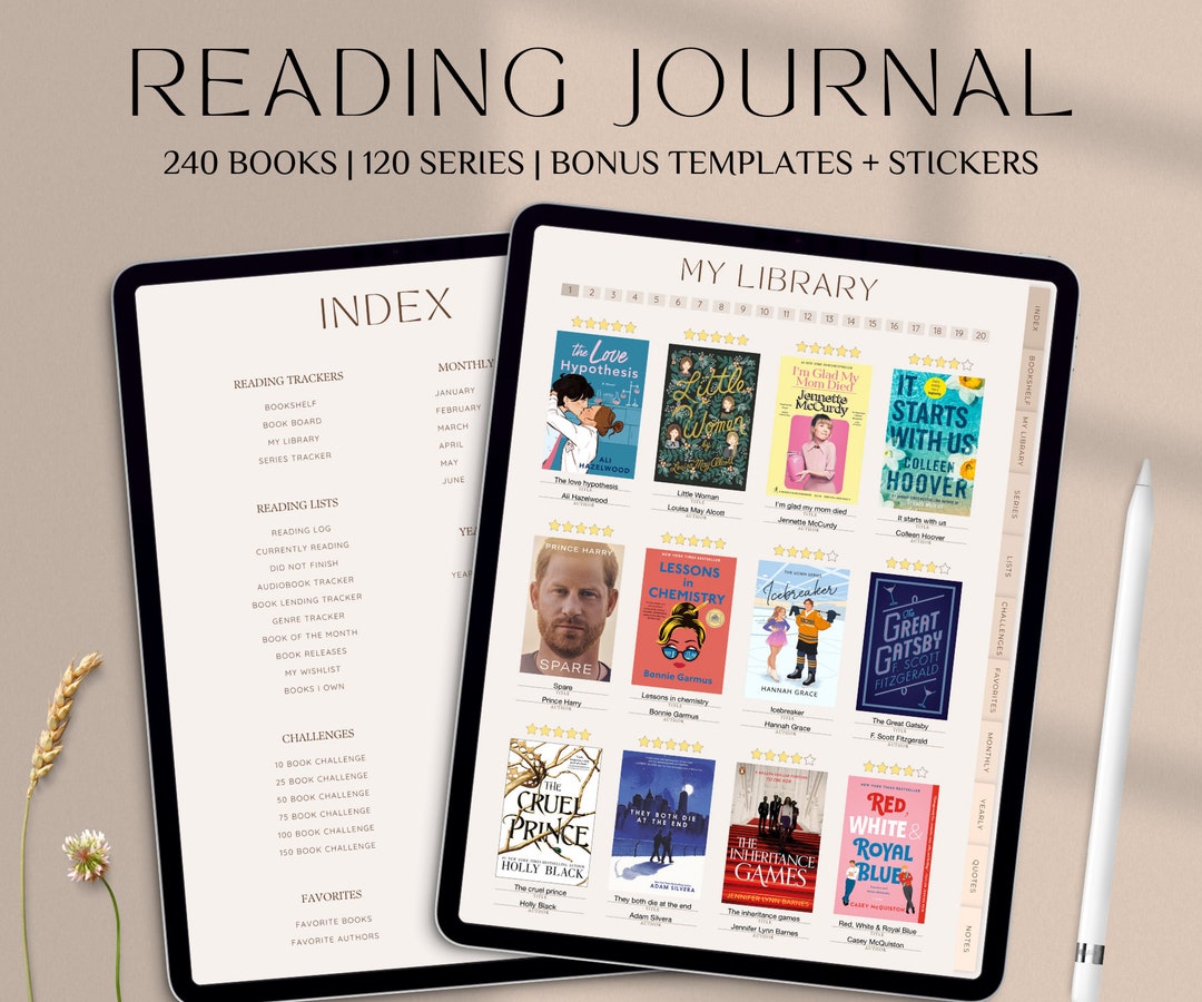 Digital Reading Journal, Digital Reading Planner, Reading Tracker, Book ...