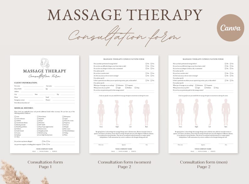 Massage Therapy Forms, Editable Massage Therapy Consent Templates ...