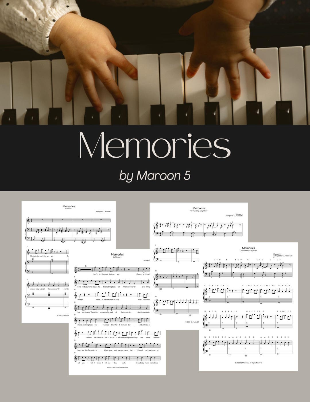 Memories – Maroon 5 | Vocal and Piano Arrangement | With Note Names - Etsy