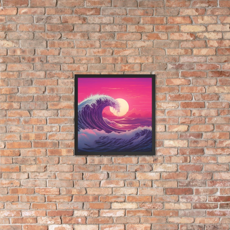 Retro Wave: Pink and Purple Tropical Landscape Framed Poster, Rad 80s ...