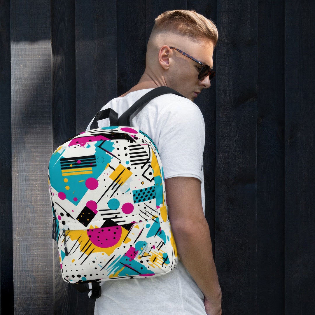 Playful Geometric Groove, Rad 80s Hip Hop Backpack, 90s, New Wave ...