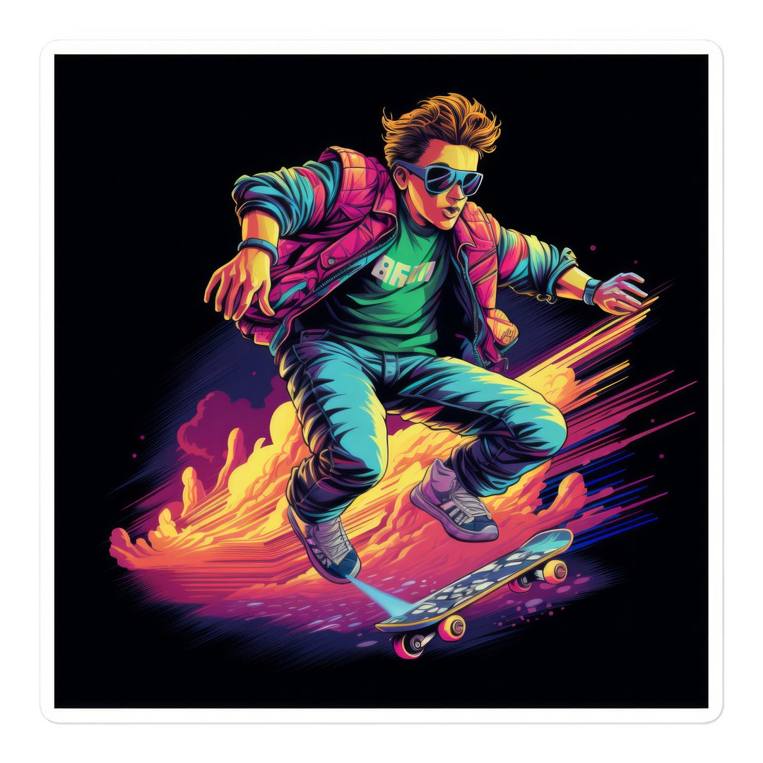 Cool Skateboarder Dude, RAD Vinyl Sticker, 80s 90s Aesthetic, Retro ...