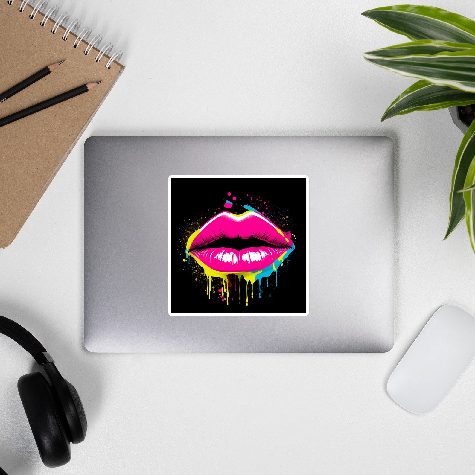Neon Lipstick Kiss, RAD Vinyl Sticker, 80s 90s Aesthetic, Retro Vibes ...
