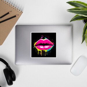 Neon Lipstick Kiss, RAD Vinyl Sticker, 80s 90s Aesthetic, Retro Vibes ...