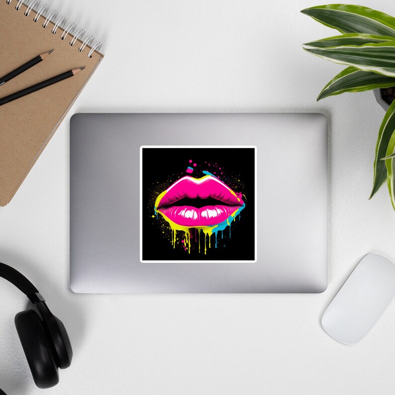 Neon Lipstick Kiss, RAD Vinyl Sticker, 80s 90s Aesthetic, Retro Vibes ...