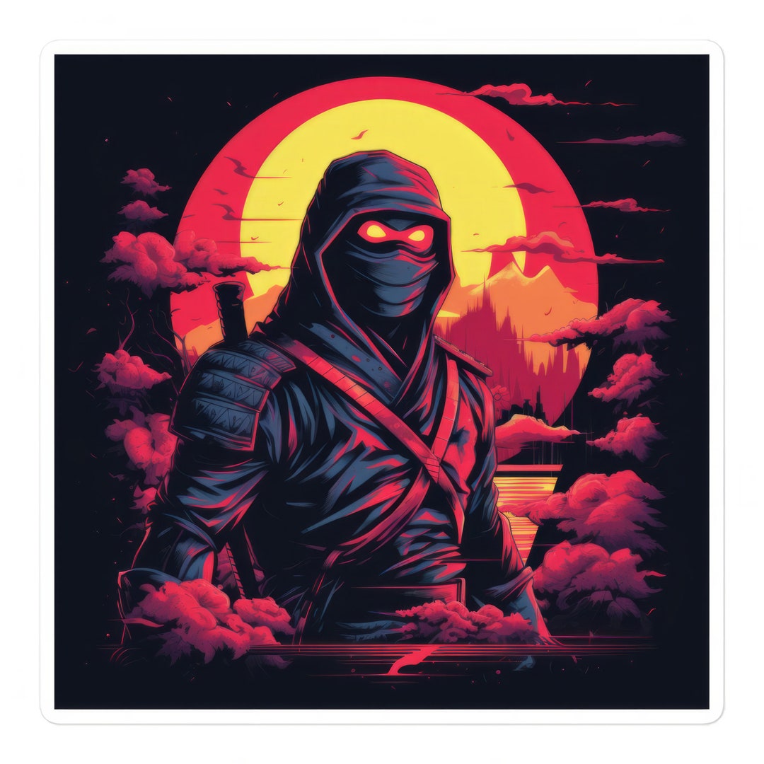 Ninja Sunset Assassin, RAD Vinyl Sticker, 80s 90s Aesthetic, Retro ...
