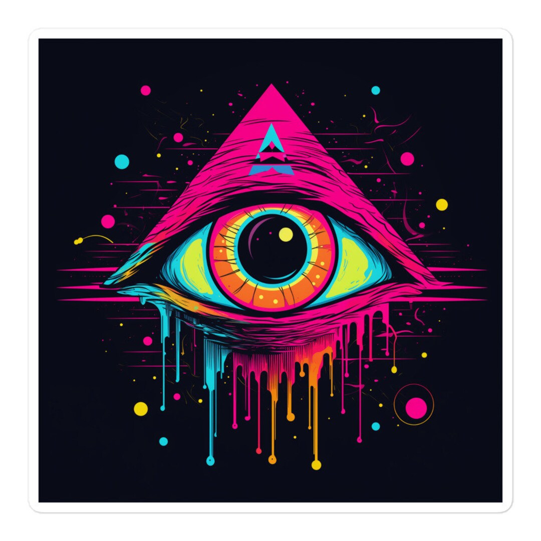 Neon Evil Eye, RAD Vinyl Sticker, 80s 90s Aesthetic, Retro Vibes ...