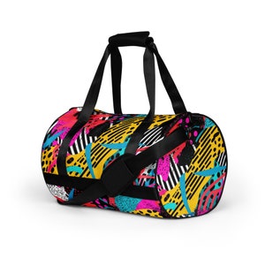 Abstract Neon Zebra Cheetah Print Gym Bag, Rad 80s 90s, Retro Vibes ...