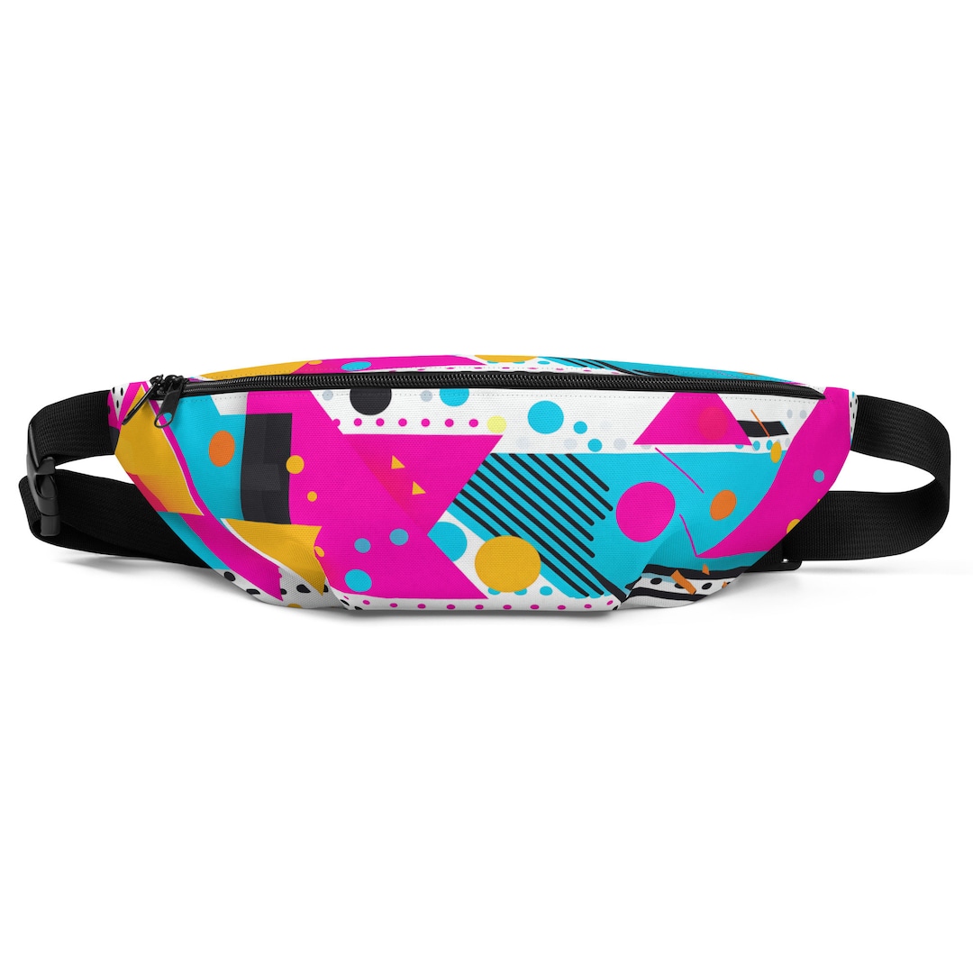 Neon Geometric Shapes Fanny Pack, 80s 90s Aesthetic, RAD Retro Vibes ...