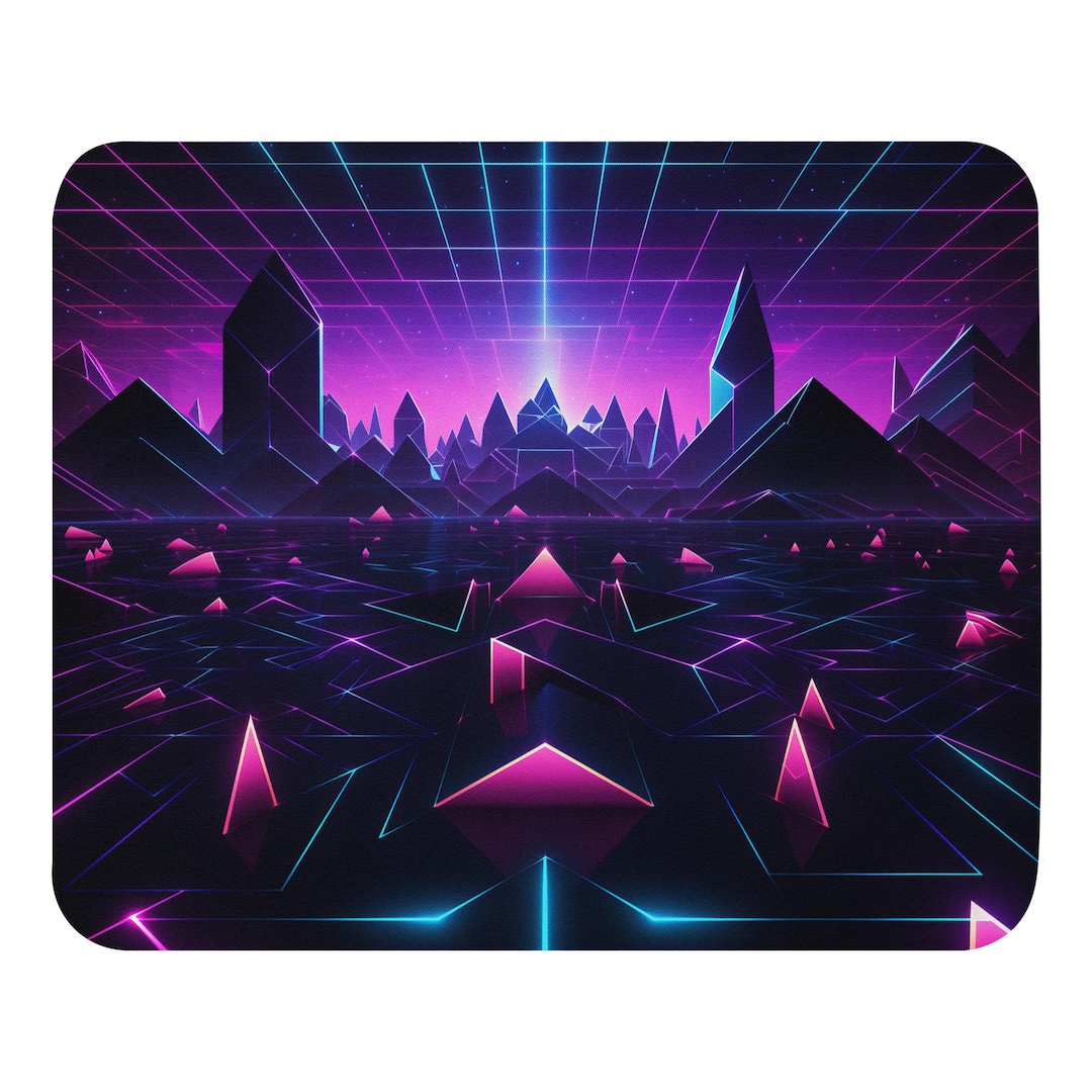 Rad Digital Geometric Neon Grid Mouse Pad, 80s, 90s, Retro Vibes ...