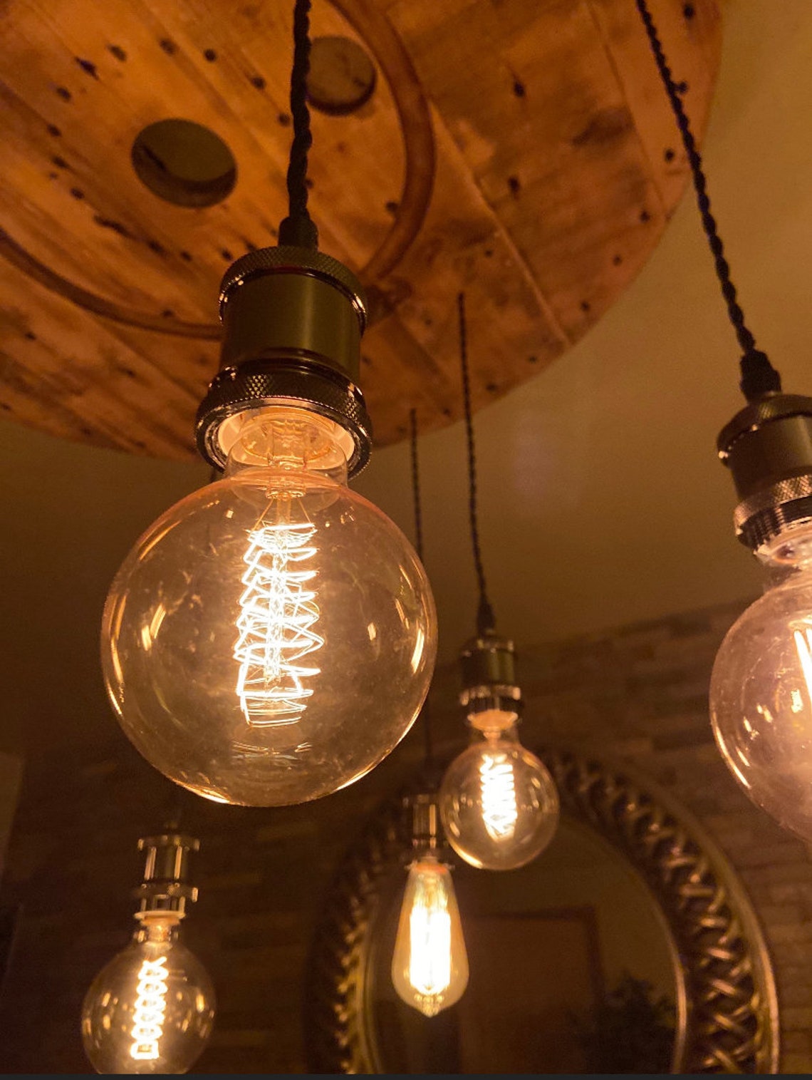 Rustic/ Industrial/rustic Cable Spool Light Chandelier Restored in ...