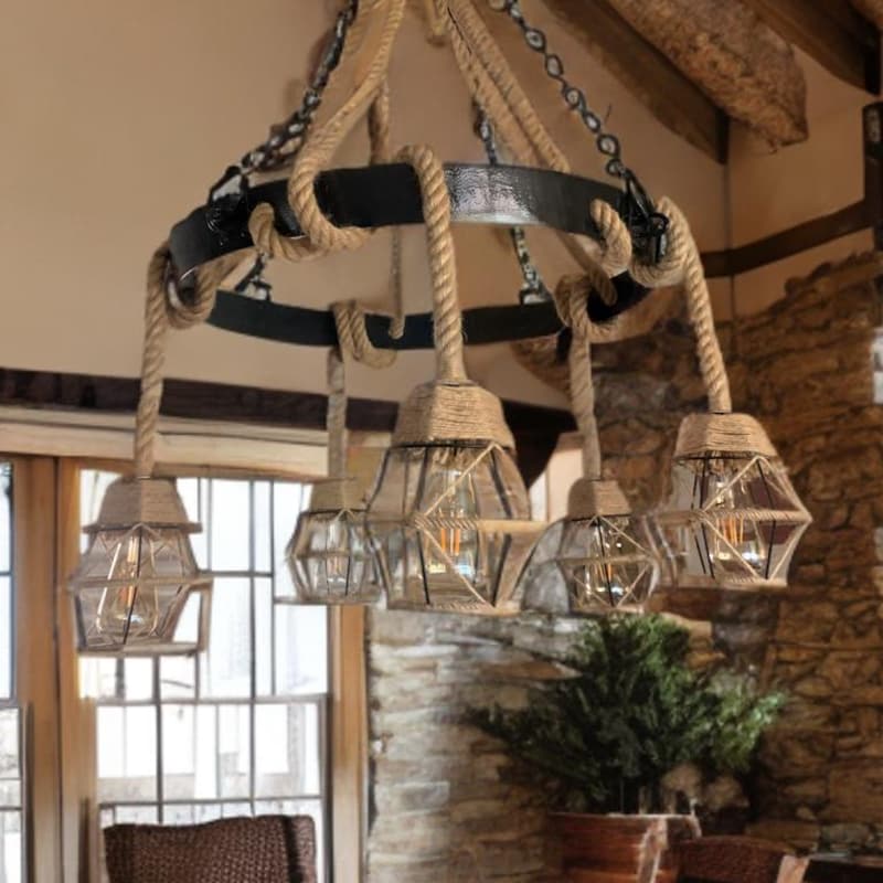 Vintage Rope Chandelier - Etsy UK