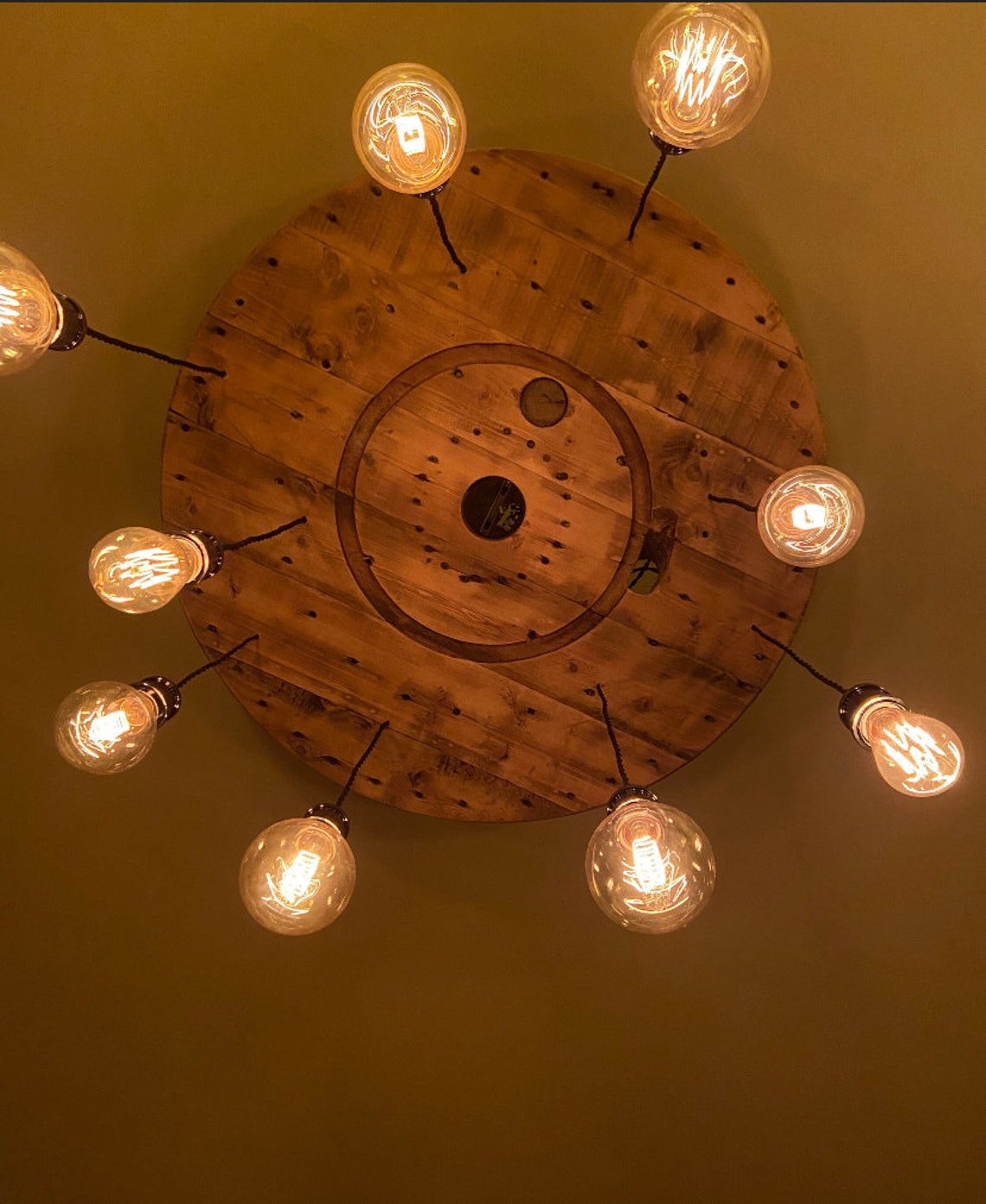 Rustic/ Industrial/rustic Cable Spool Light Chandelier Restored in ...