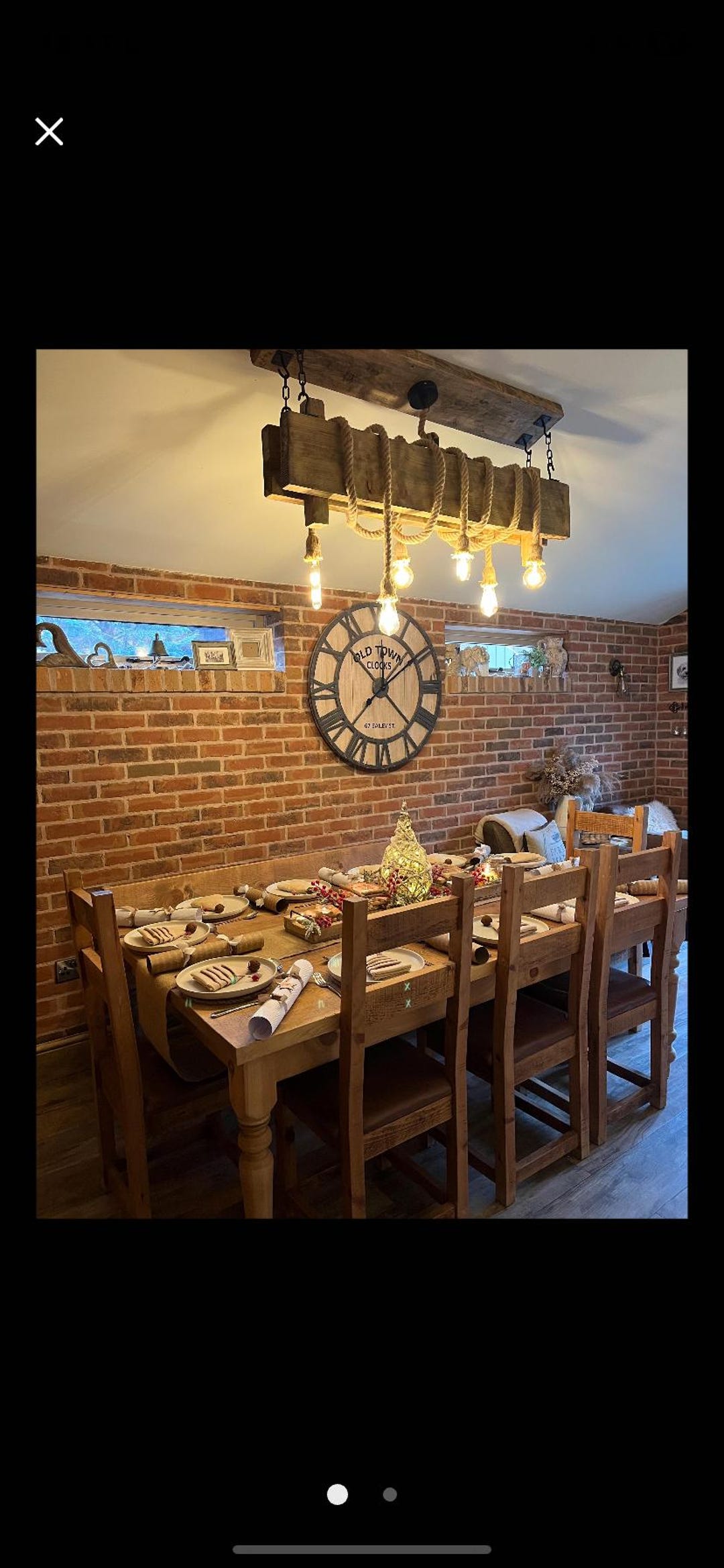 Rustic Beam Light Made From Reclaimed Wooden Double Beam With 6 Hanging ...