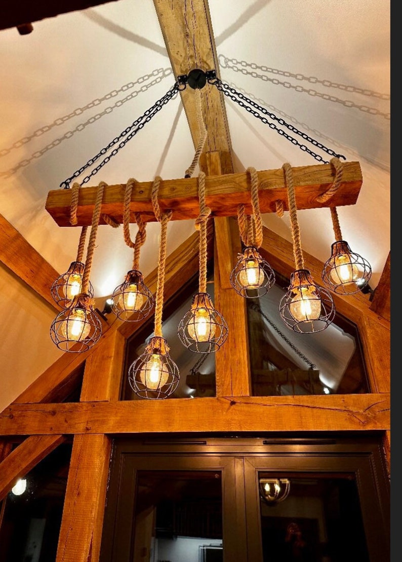Stunning Rustic Solid Reclaimed Wooden Beam Ceiling Light Compete With ...