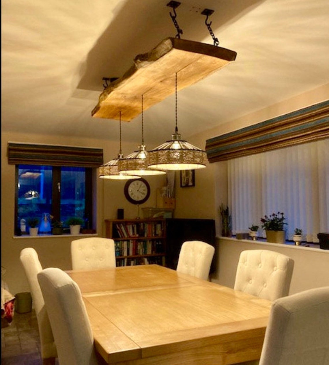 Stunning Reclaimed Wood/live Edge, Beam Light , Treated, 3 Pendant ...