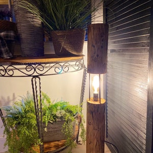Rustic Wooden Floor Standing Lamp, Handmade From Reclaimed Wood With ...