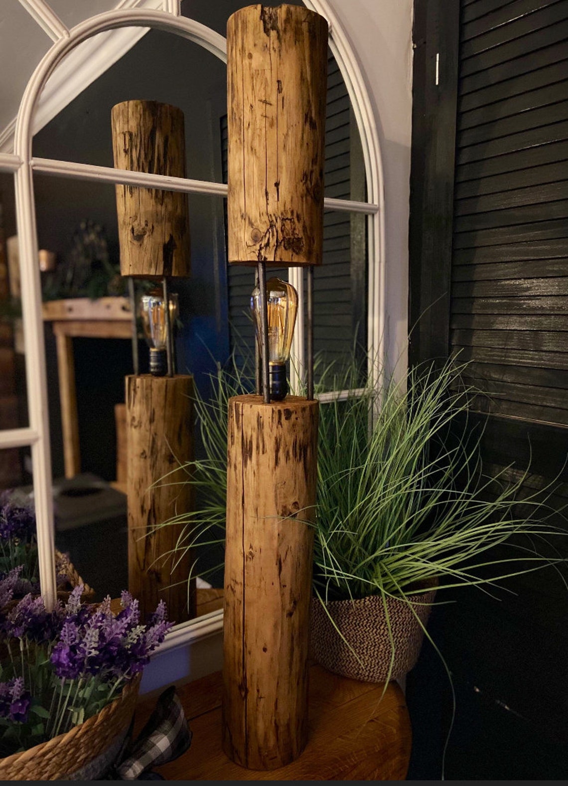 Rustic Wooden Floor Standing Lamp - Etsy