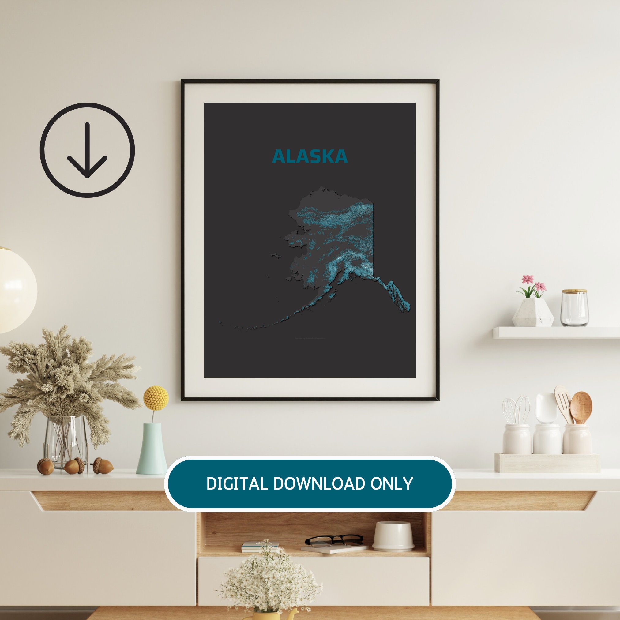 Digital Download Topographic Map - Alaska, State Map, Digital Print ...