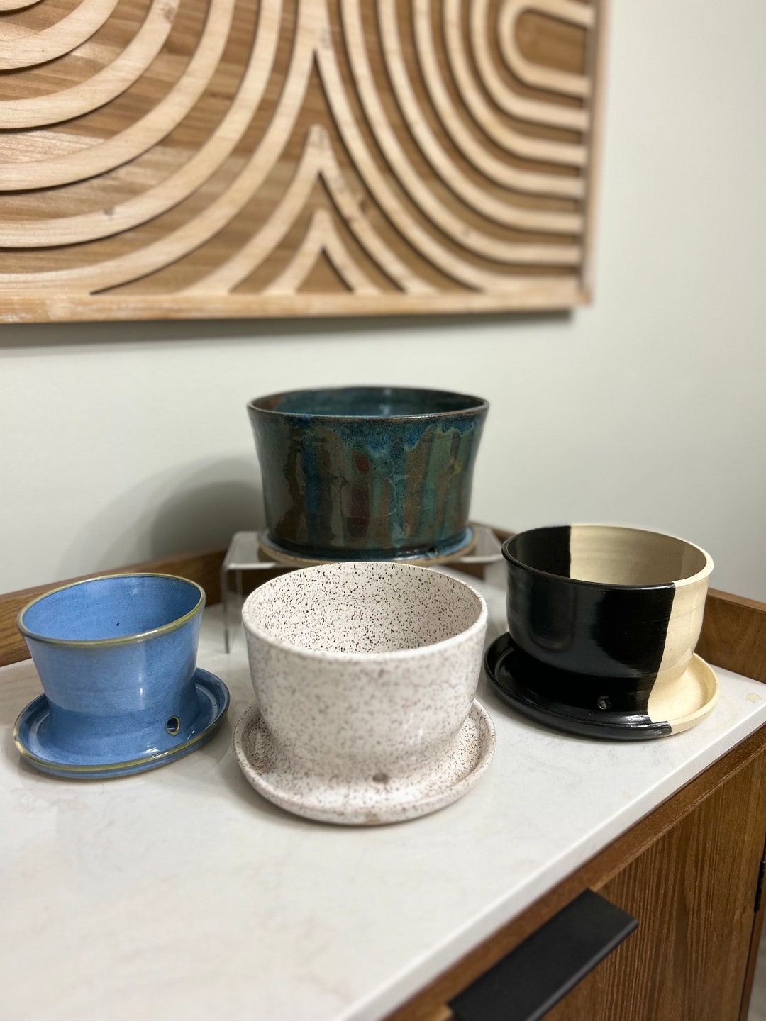 Handmade Stoneware Planter - Ceramic Flower Pots With Drainage Holes ...