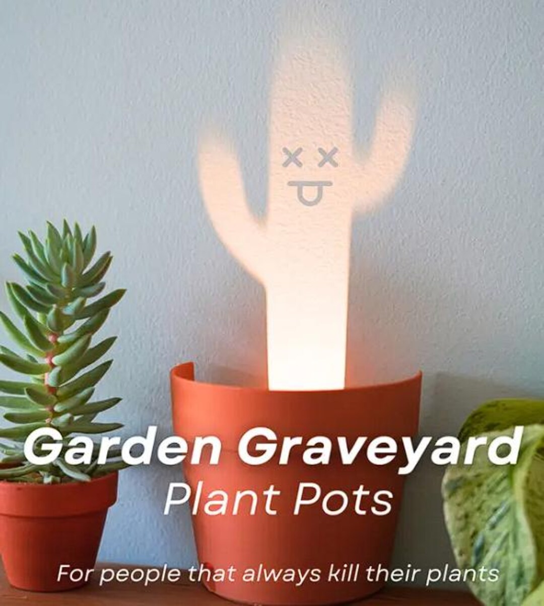 3D Printed Garden Graveyard Plant Pot With Light Projections Unique Garden Décor - Etsy