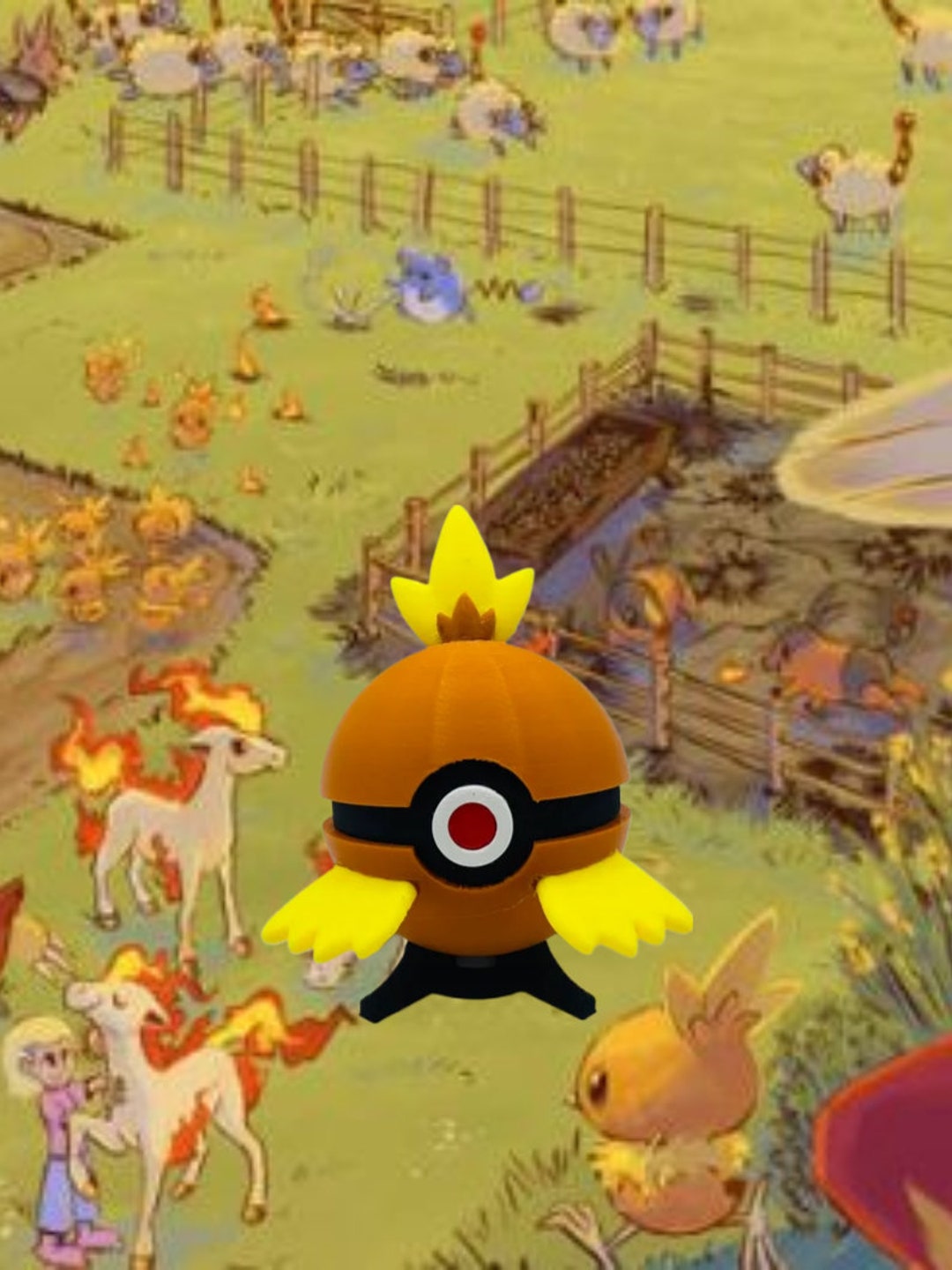 Unique 3D Printed Torchic Pokeball Custom Pokemon Inspired Collectible ...