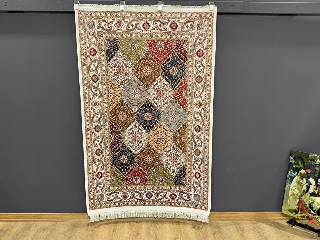 4x6 Modern Design Rug, Rug for Kitchen, 4x6 Bamboo Silk Rug, Colorful ...