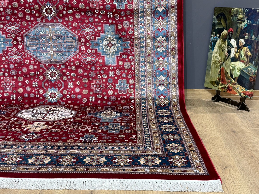 7x10 Turkish Red Carpet, Oversize Red Rug, Living Room Rug,silk Red Rug ...