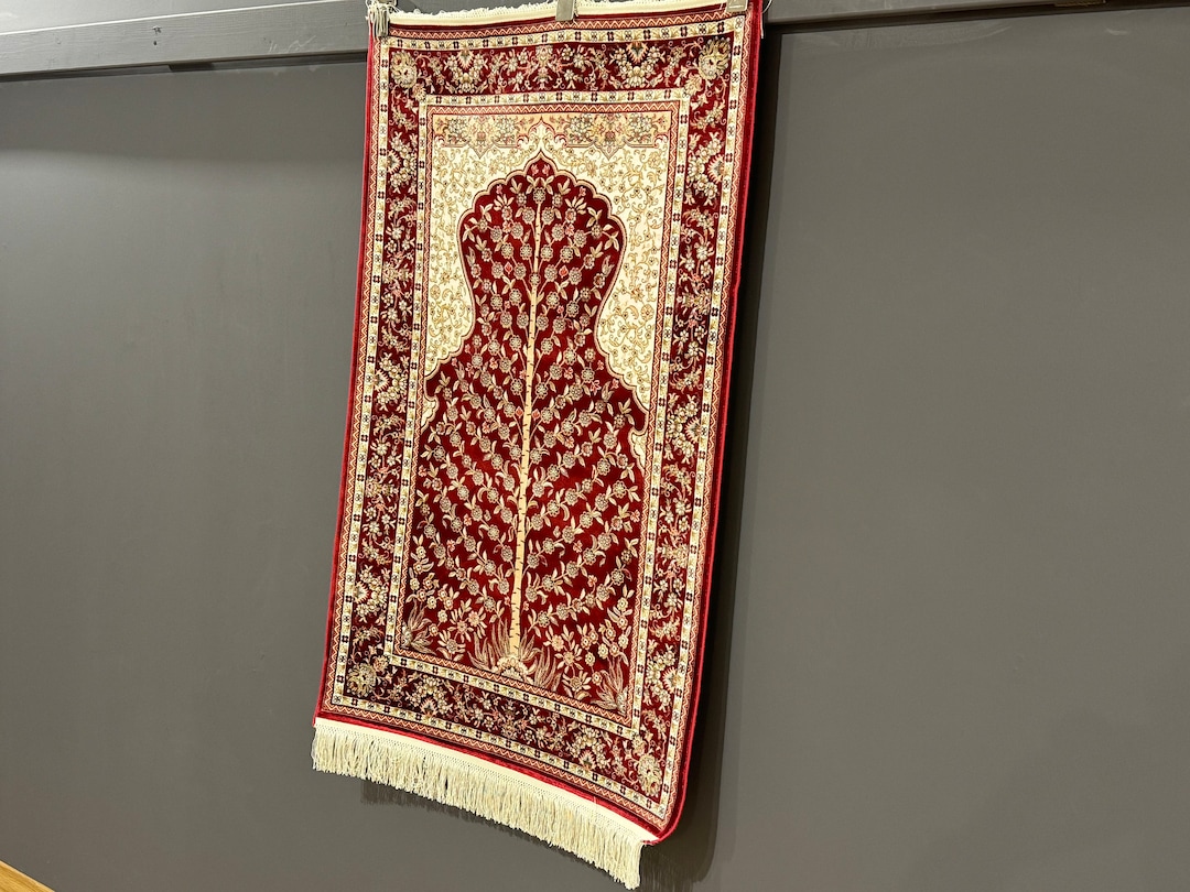Red Prayer Carpet, Janamaz Mat, Seccade Carpet,ramadan Gift,%100 Bamboo ...