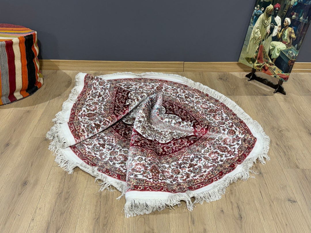 5x5 Circle Rug, Oriental Circle Rug, Turkish Round Rug, Bamboo Silk Rug ...