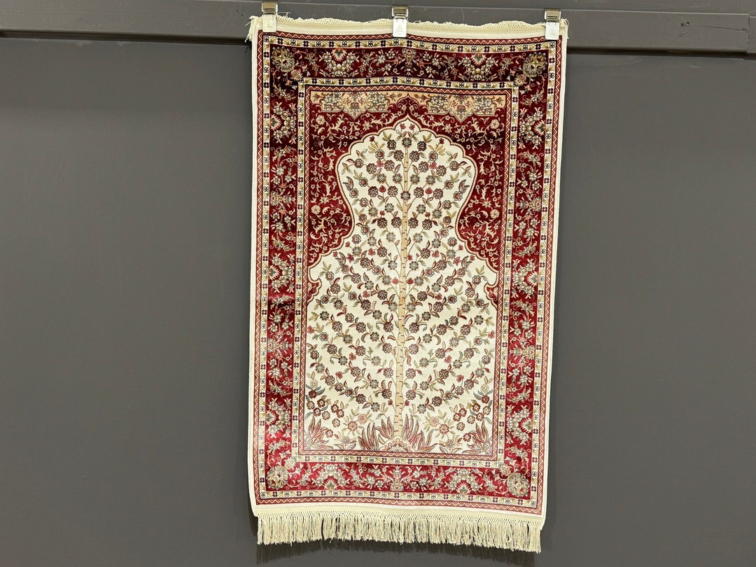 Silk Seccade Carpet, 3x4 Prayer Carpet, Silk Prayer Rug, Janamaz Mat ...