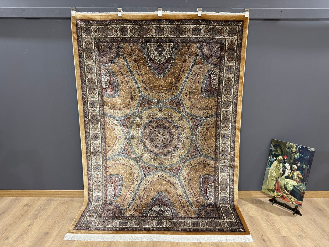 6x8 Medallion Design Silk Rug,living Room Silk Rug,6x8 Palace Silk Rug ...