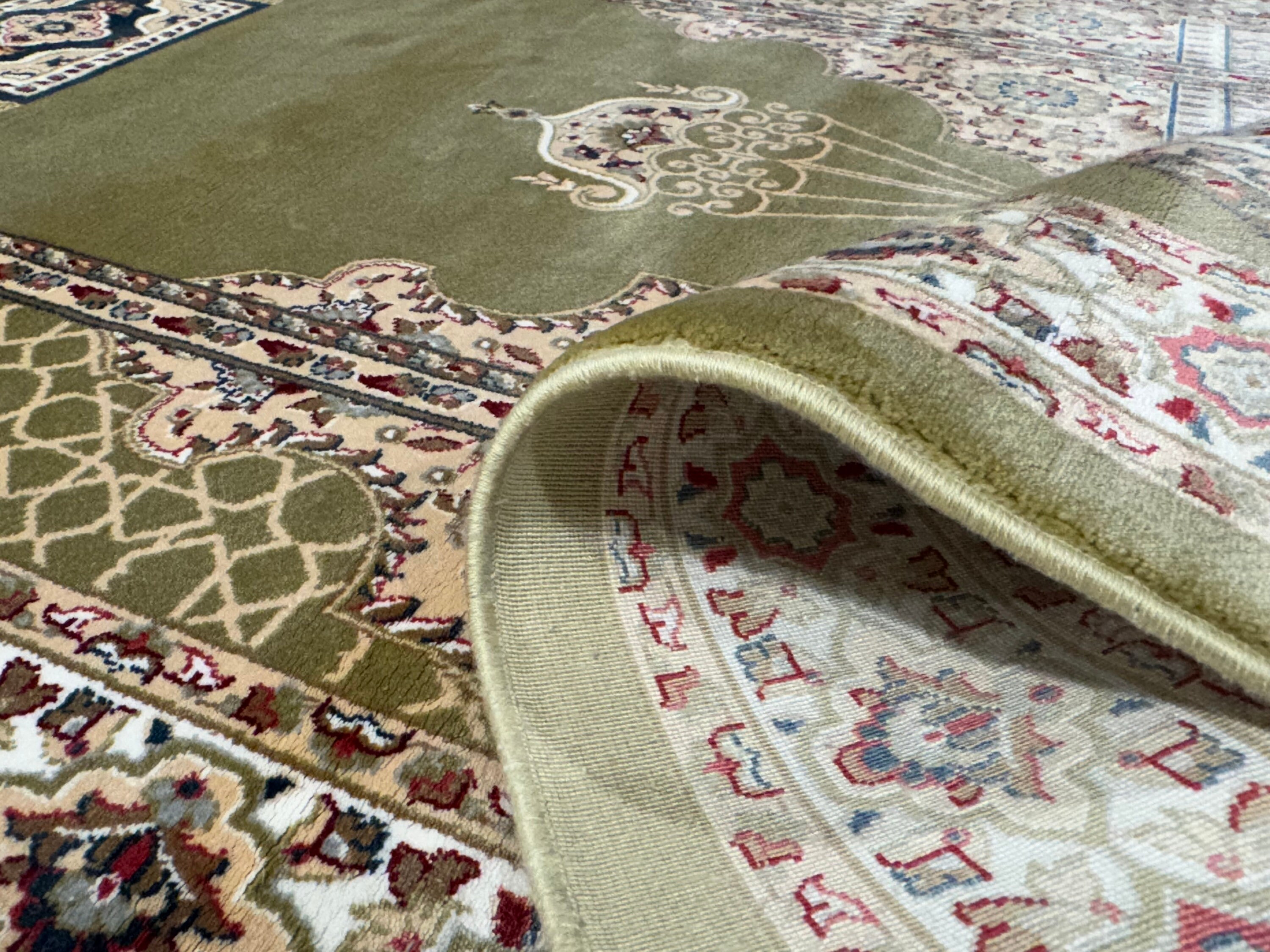 Prayer Rug With Kaaba Pattern, 3x4 Green Prayer Silk Rug, Bamboo Prayer ...