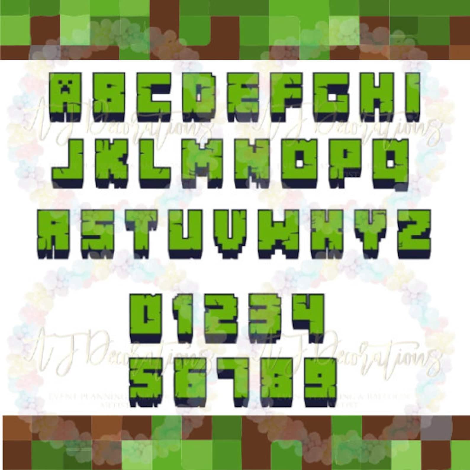 Fuente Minecraft / Alfabeto y número PNG / Sólo archivos SVG / Cricut ...