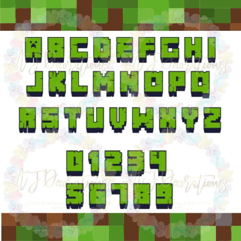 Minecraft Font Alphabet And Number Png Svg Files Only Cricut Svg Etsy