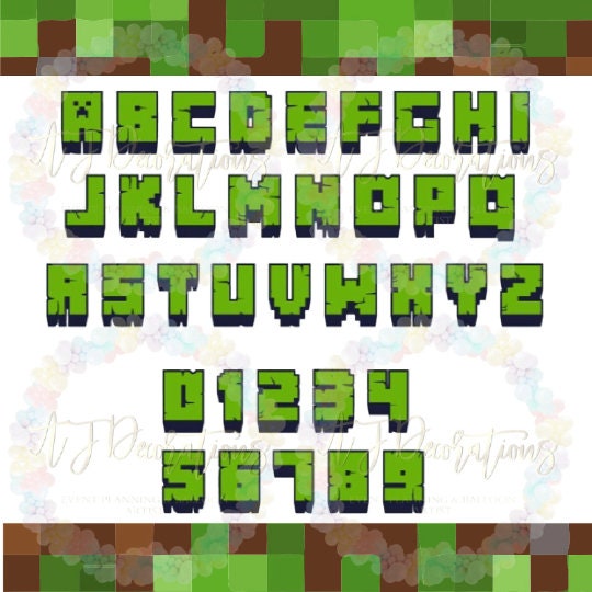 Minecraft Font Alphabet and Number PNG SVG Files Only Cricut SVG - Etsy