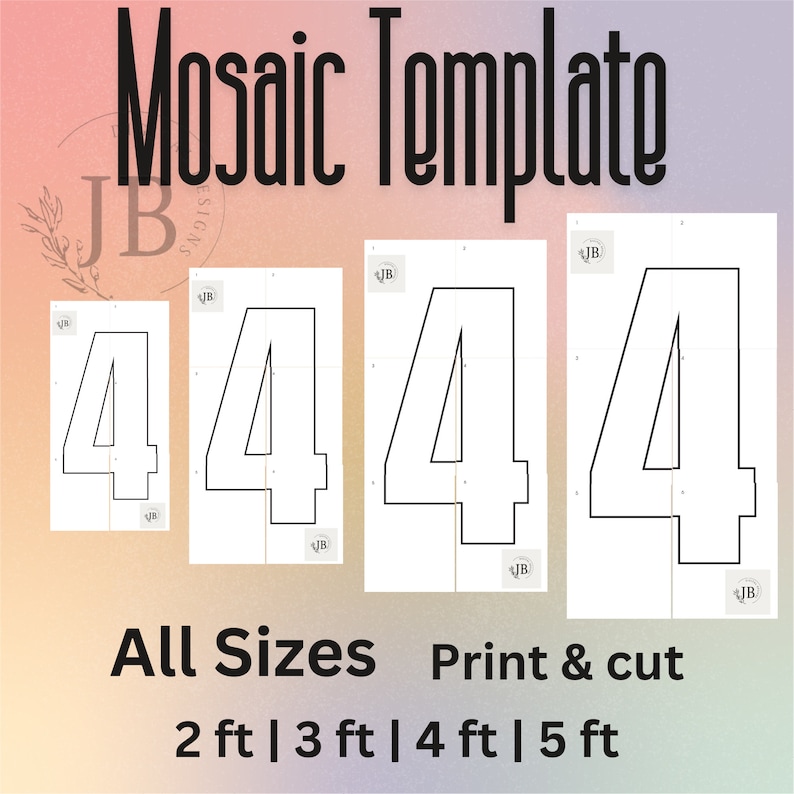 Number 4 Balloon Mosaic Template, 2-5ft (digital Download PDF) - Etsy