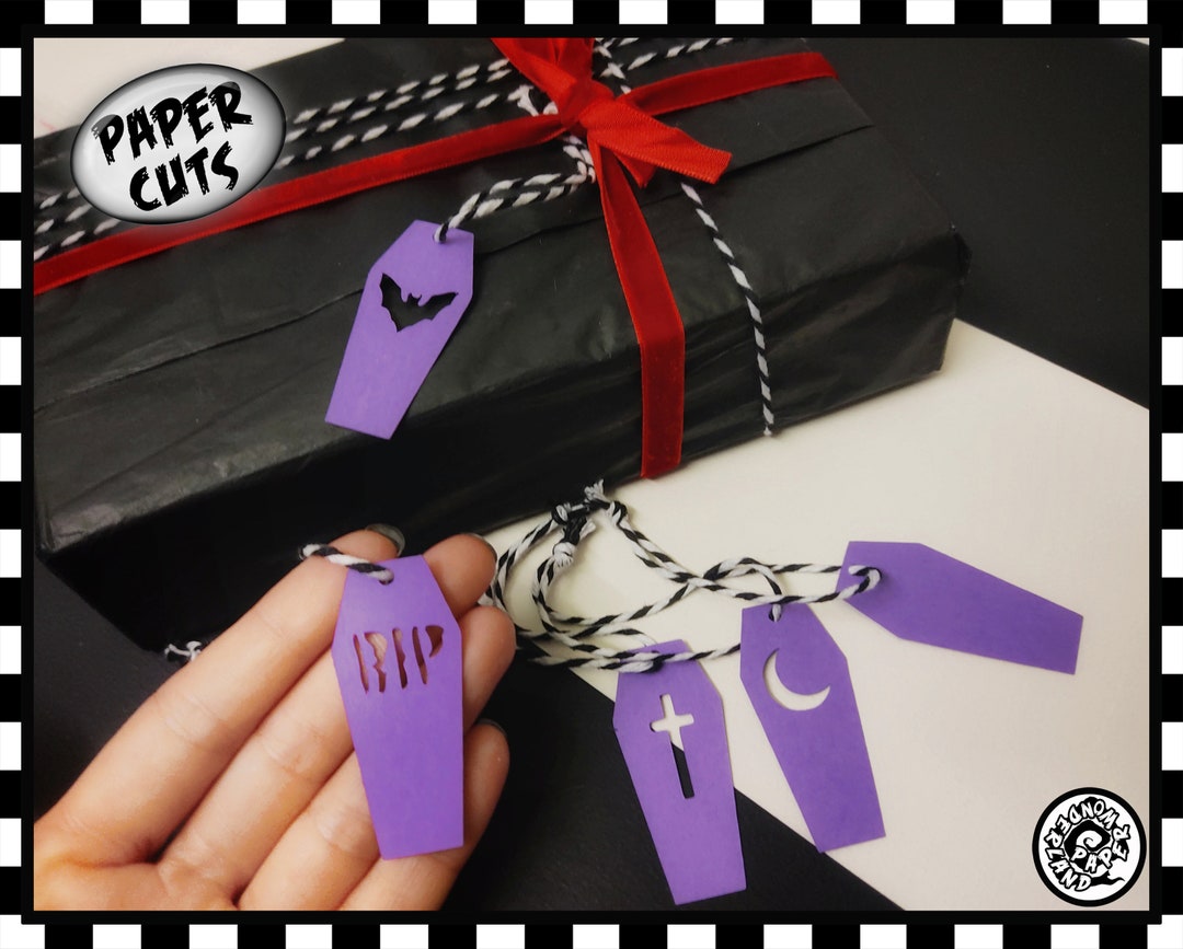 PAPER Coffin Hang Tag Halloween Hole Die Cut Shape Confetti Present ...