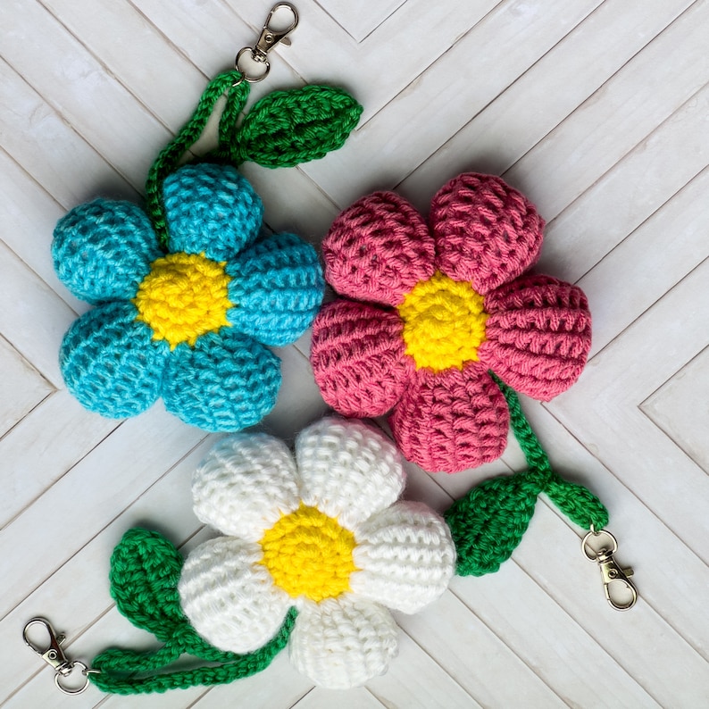 Flower Crochet Keychain/book Bag Charm - Etsy