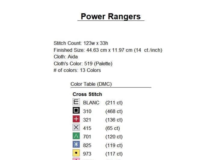 Mighty Morphin Power Rangers Inspired Chibi Cross Stitch Pattern PDF ...