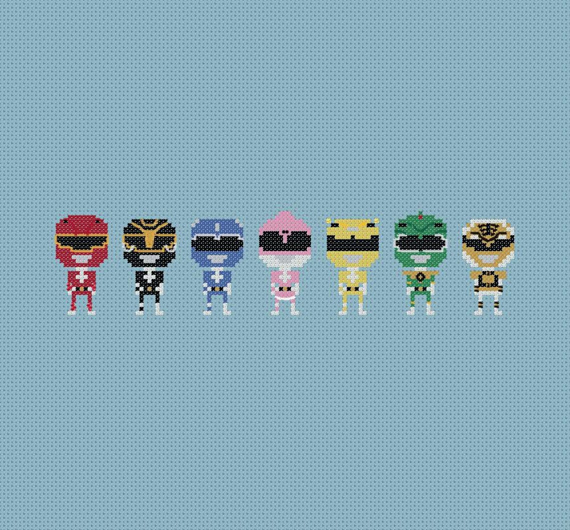 Mighty Morphin Power Rangers Inspired Chibi Cross Stitch Pattern PDF ...