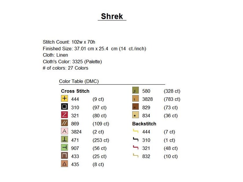 Shrek Inspired Chibi Cross Stitch Pattern Instant Download PDF, Cute ...