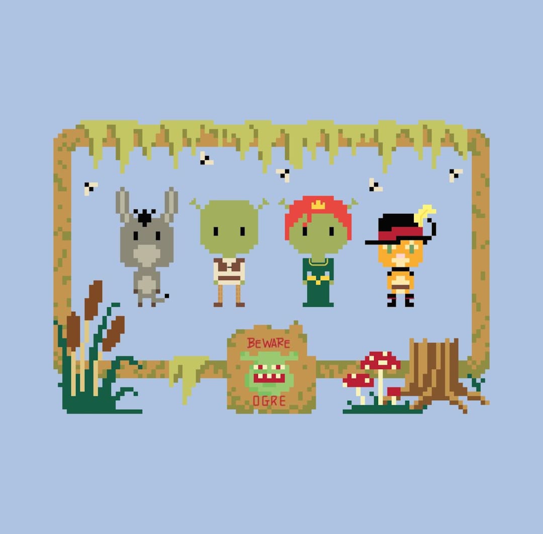 Shrek Inspired Chibi Cross Stitch Pattern Instant Download PDF, Cute ...