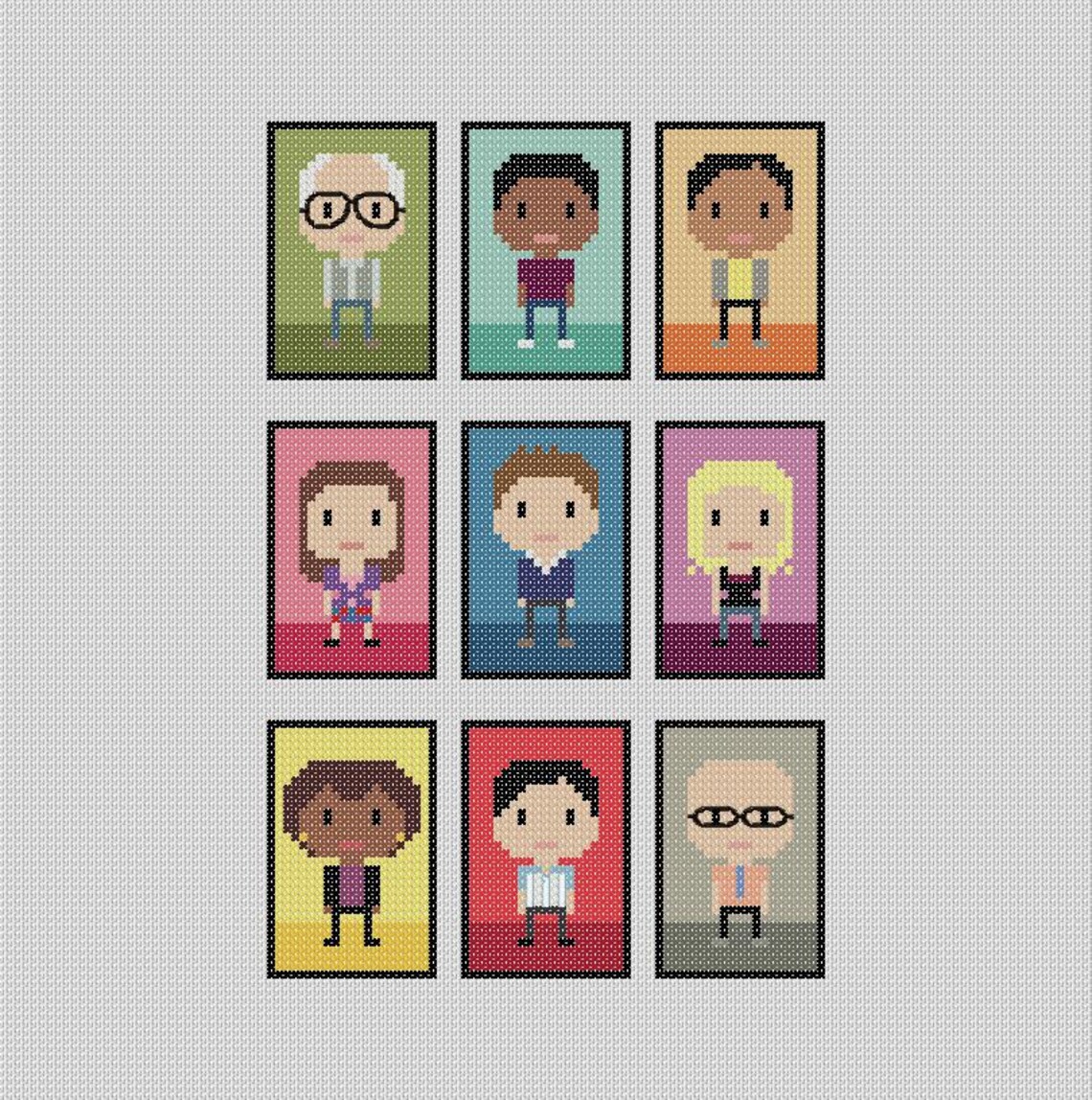 College Yearbook Chibi Cross Stitch Pattern, Sitcom Fan Art Embroidery ...